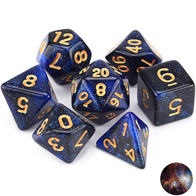 Polyhedral DND Dice Set Nebula Polyhedral Game Xúc xắc cho RPG Dungeons ...