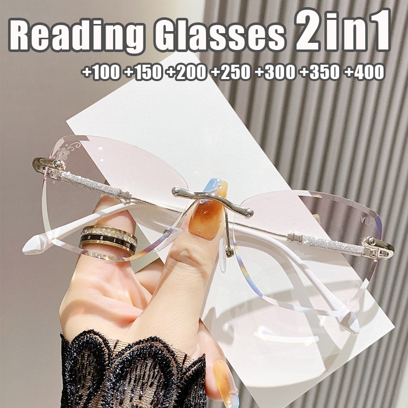 0 ~ + 400 Thời Trang Mới Không Khung Lão Thị Chống Xanh Gradient Màu ...