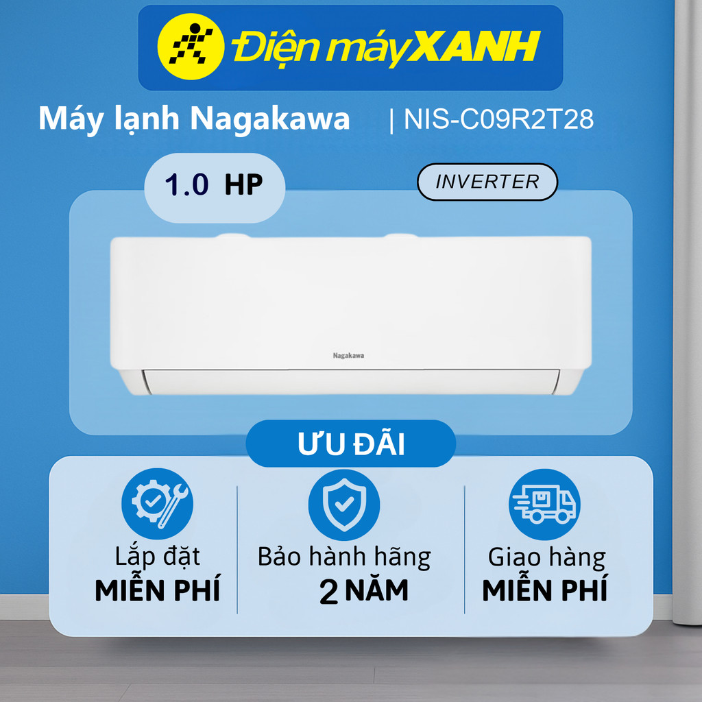 (Miễn Phí Giao Lắp HN-HCM) Máy lạnh Nagakawa 1 HP NIS-C09R2T28 - Ưu đãi lắp đặt tới 1300K ...