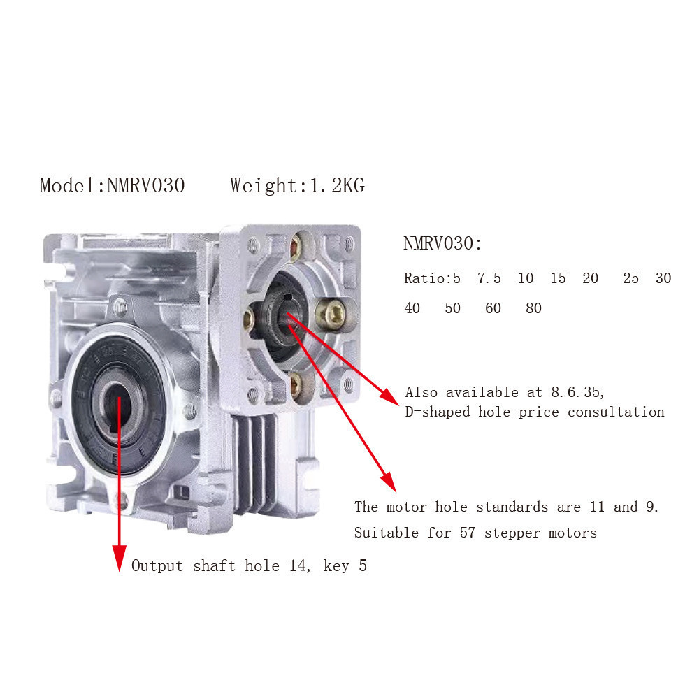 Bộ giảm tốc bánh răng trục vít NMRV030 Bộ giảm tốc hộp số 11mm Đầu ra ...