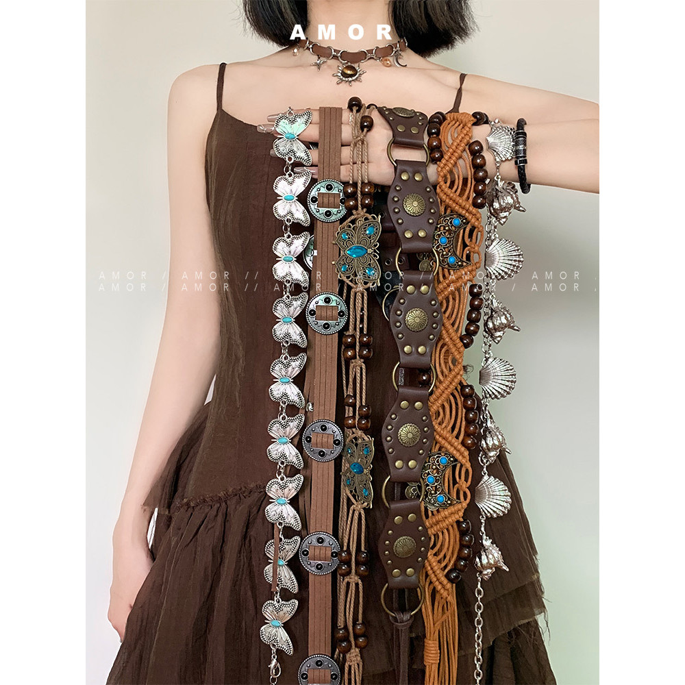 Phong cách Bohemian y2k Kim loại thắt lưng bướm nữ Trang trí váy phong cách dân tộc Phong cách ...
