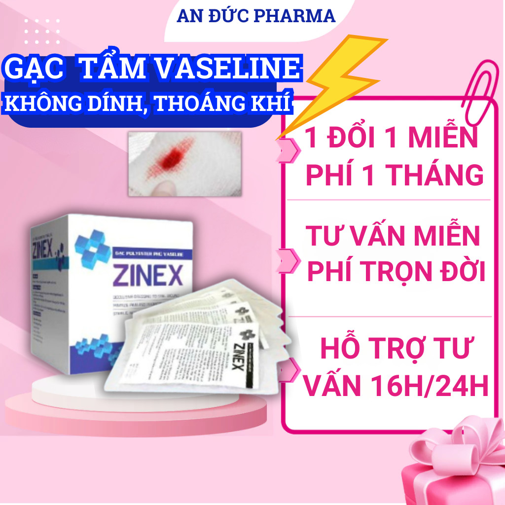 Gạc Y Tế Zinex - Gạc Phẫu Thuật Đã Tiệt Trùng , Băng Vết Thương, Gạc Polyester Tẩm Vaseline (Hộp ...