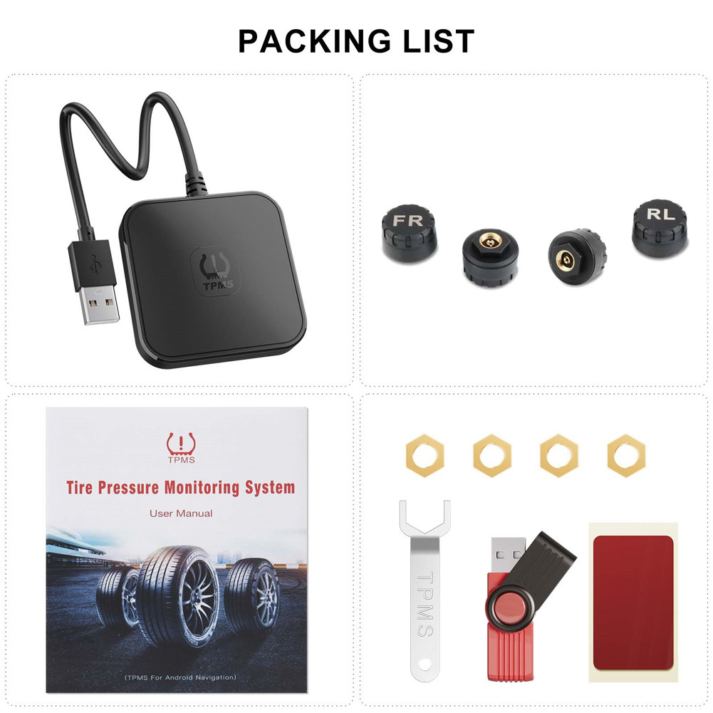 Hệ thống giám sát áp suất lốp USB TPMS với 4 cảm biến bên ngoài cho ô tô Android | Shopee Việt Nam
