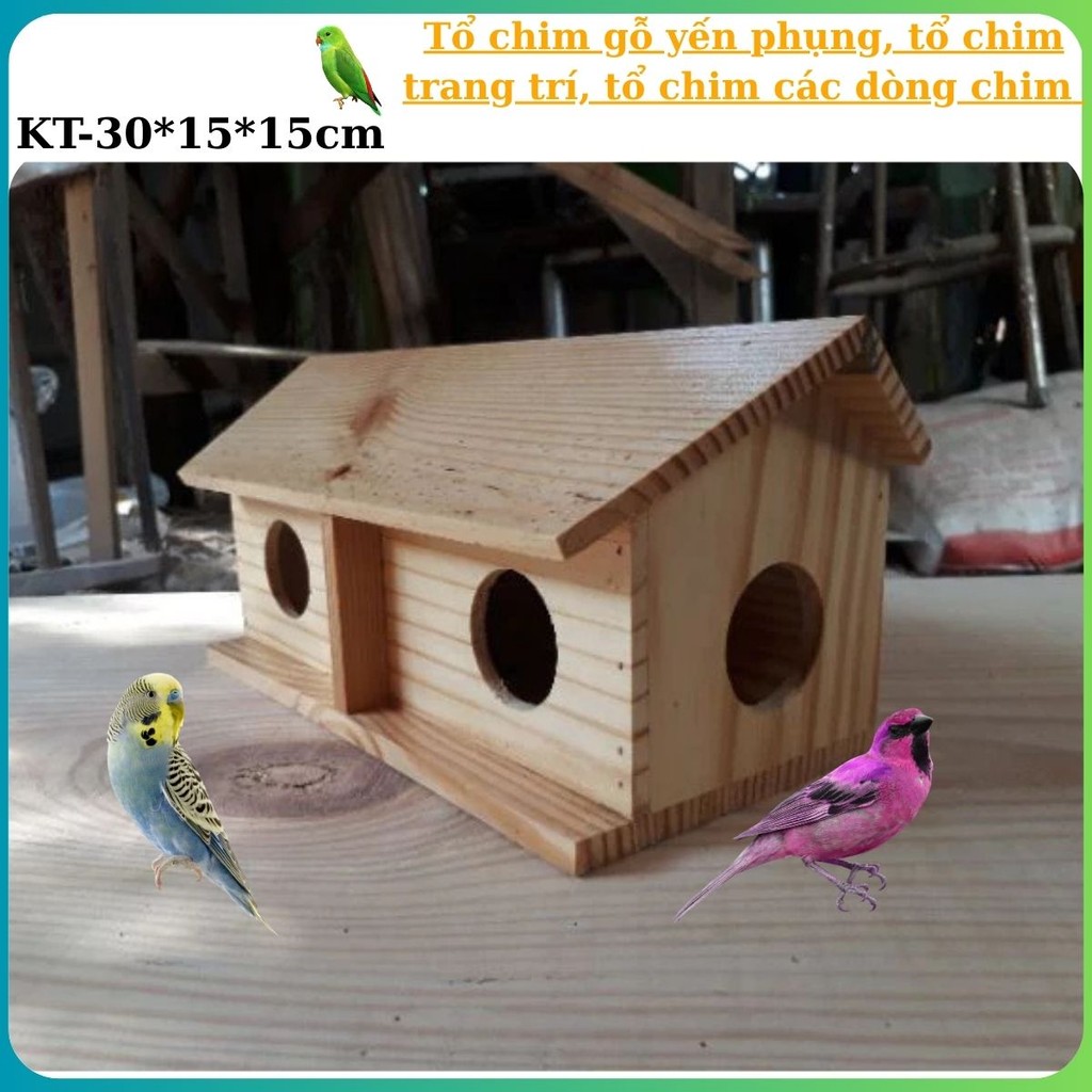 Tổ chim gỗ yến phụng, tổ chim trang trí, tổ chim các dòng chim nhỏ 30× ...