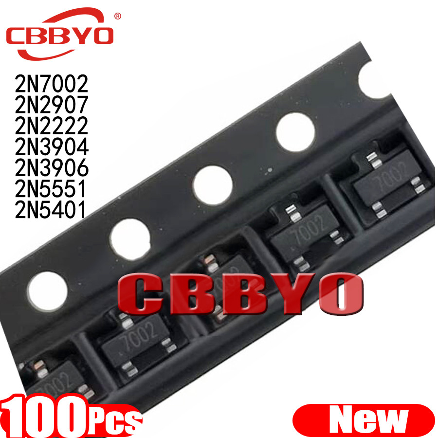 100 CHIẾC 2N7002LT1G 2N7002 SOT-23 SMD 702 MMBT2907A 2F 2N222 1P 2N3904 1AM 2N3906 2A 2N5551 G1 ...