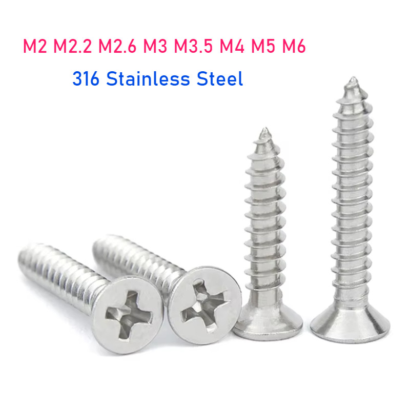 M2 M2.2 M2.6 M3 M3.5 M4 M5 M6 316 Thép không gỉ lõm xuyên thấu Vít tự khai thác Phillips Đầu ...