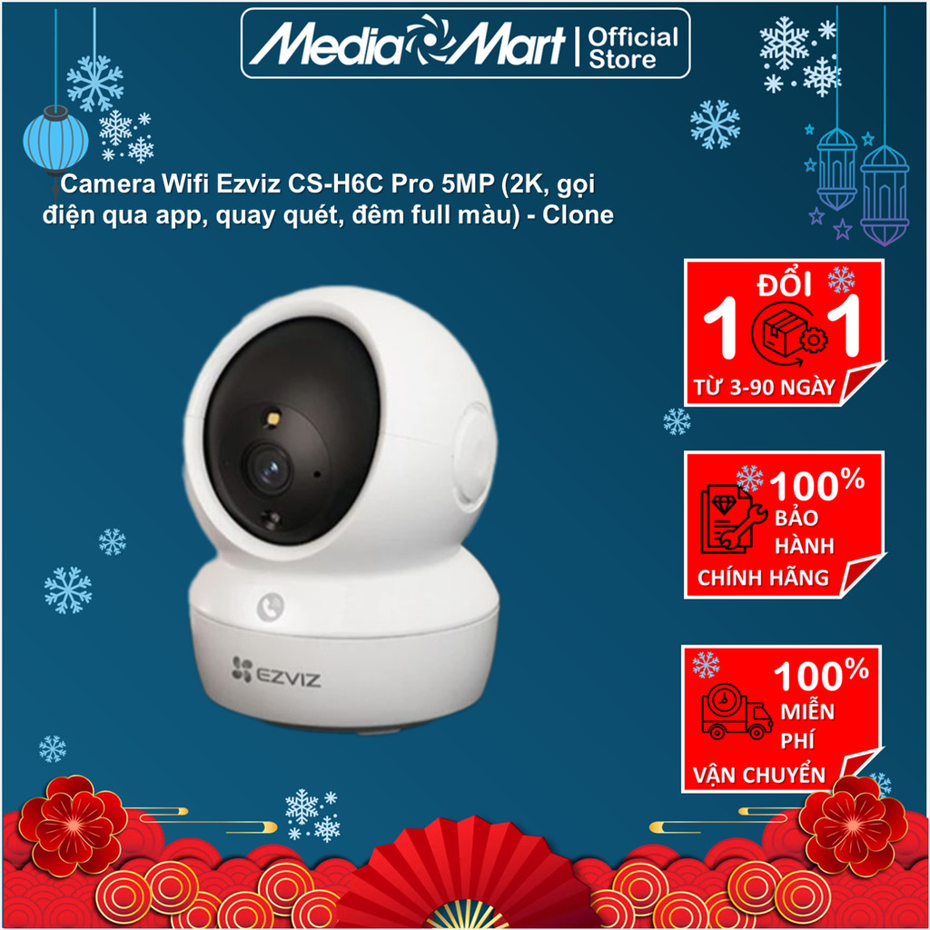 Camera Wifi Ezviz CS-H6C Pro 5MP (3K, gọi điện qua app, quay quét, đêm ...