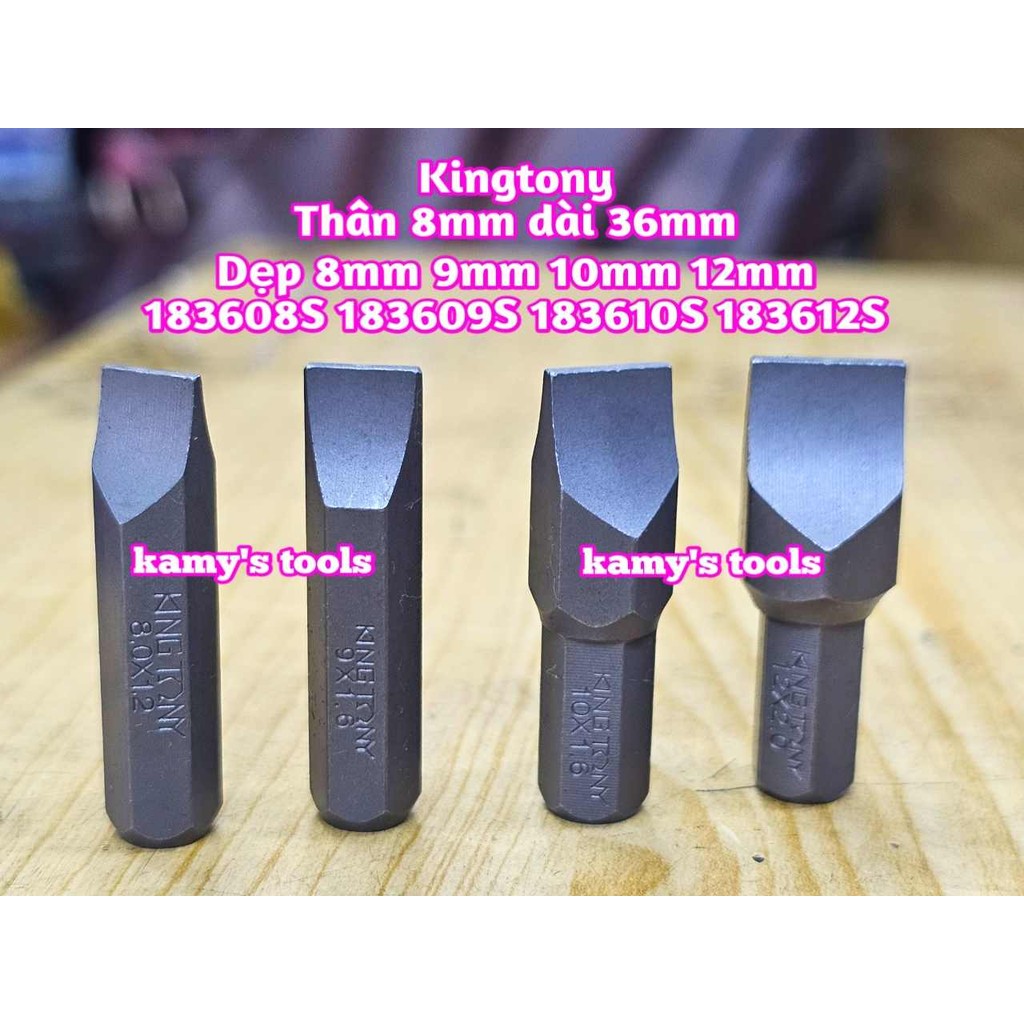 Mũi vít dẹp đóng Kingtony thân 8mm dài 36mm dẹp 8mm 10mm 12mm model 183608S 183610S 183612S ...