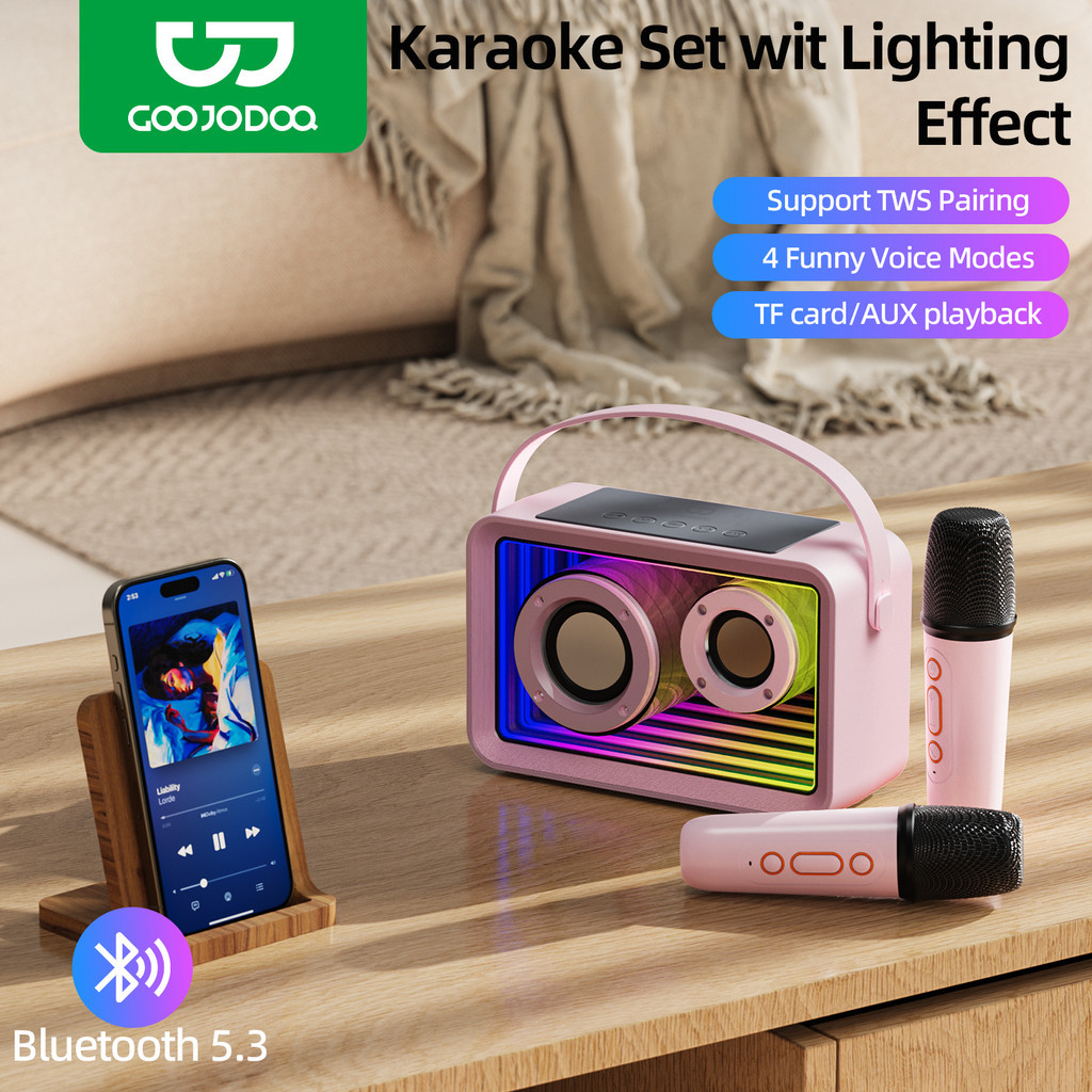 Loa Bluetooth Karaoke Mini Có 2 Micro GOOJODOQTWS Bluetooth 5.3 Hỗ Trợ ...
