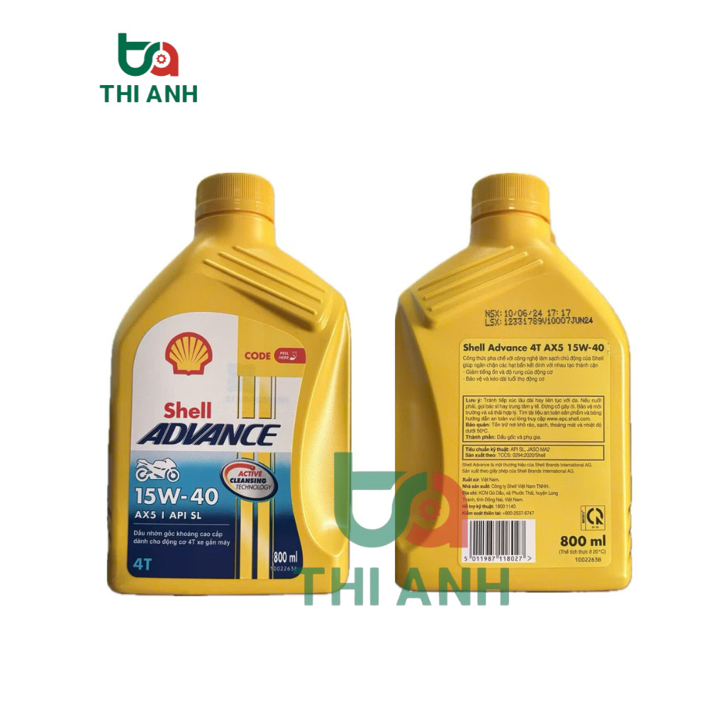 Nhớt Shell Advance 15w-40 AX5/ API SL dầu nhờn gốc khoáng cao cấp cho ...