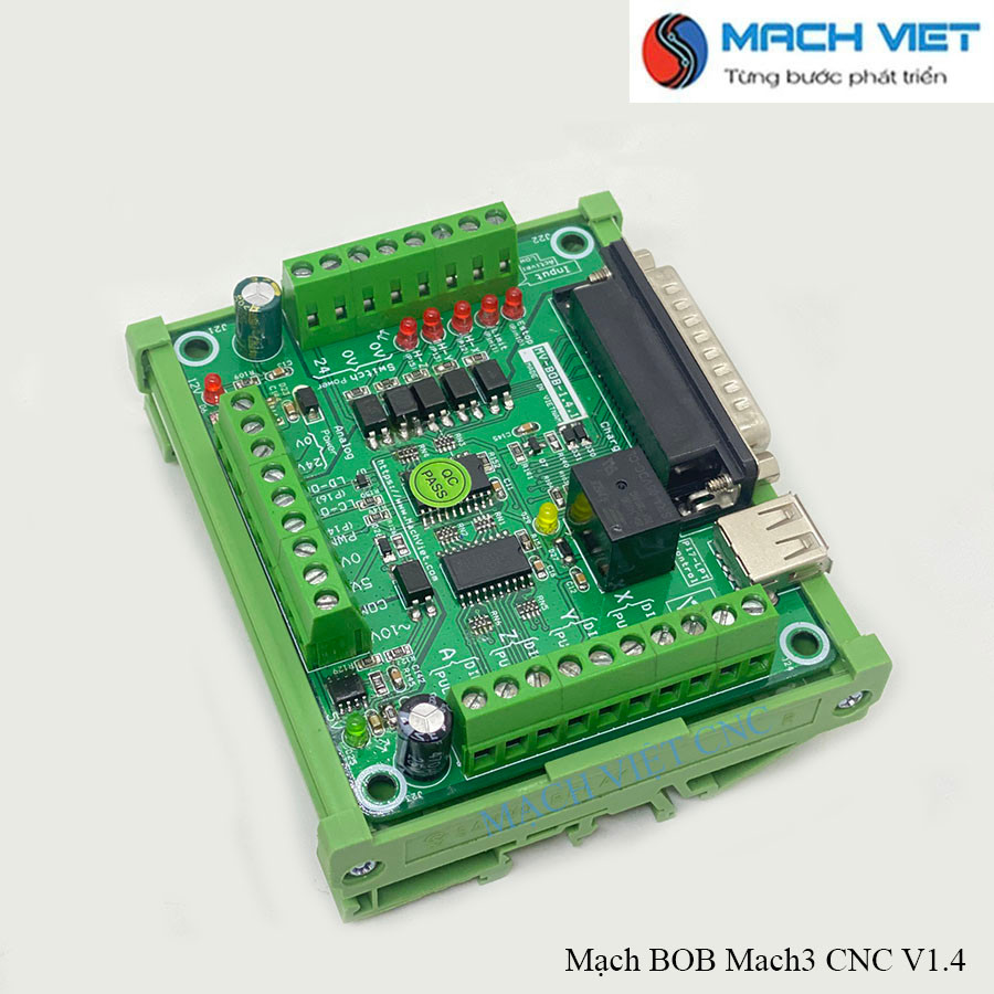 Mạch BOB Mach3 CNC V1.4.1 - có đế lắp tủ điện - Charge Pump, 3D Laser Engraving Mạch Việt ...