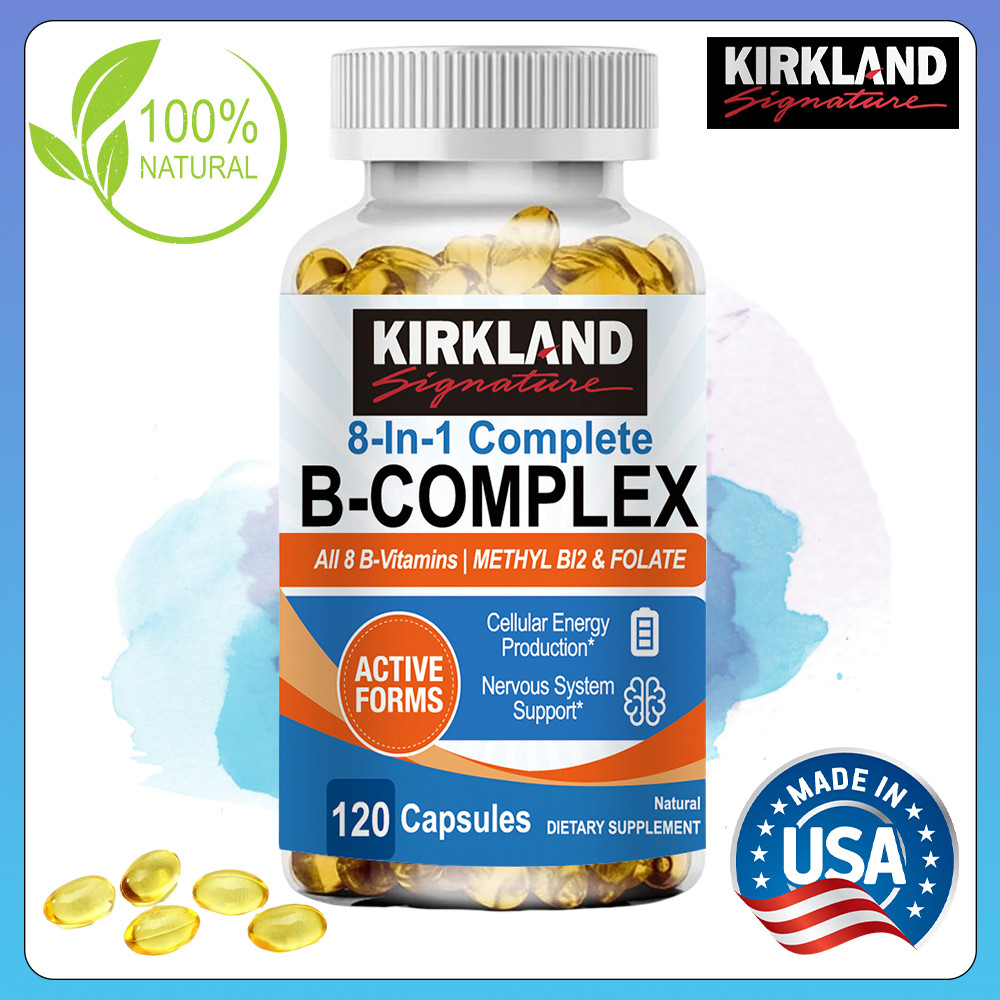 KIRKLAND 8-in-1 Vitamin B Complex Energy Nerve Blood Support for Men ...