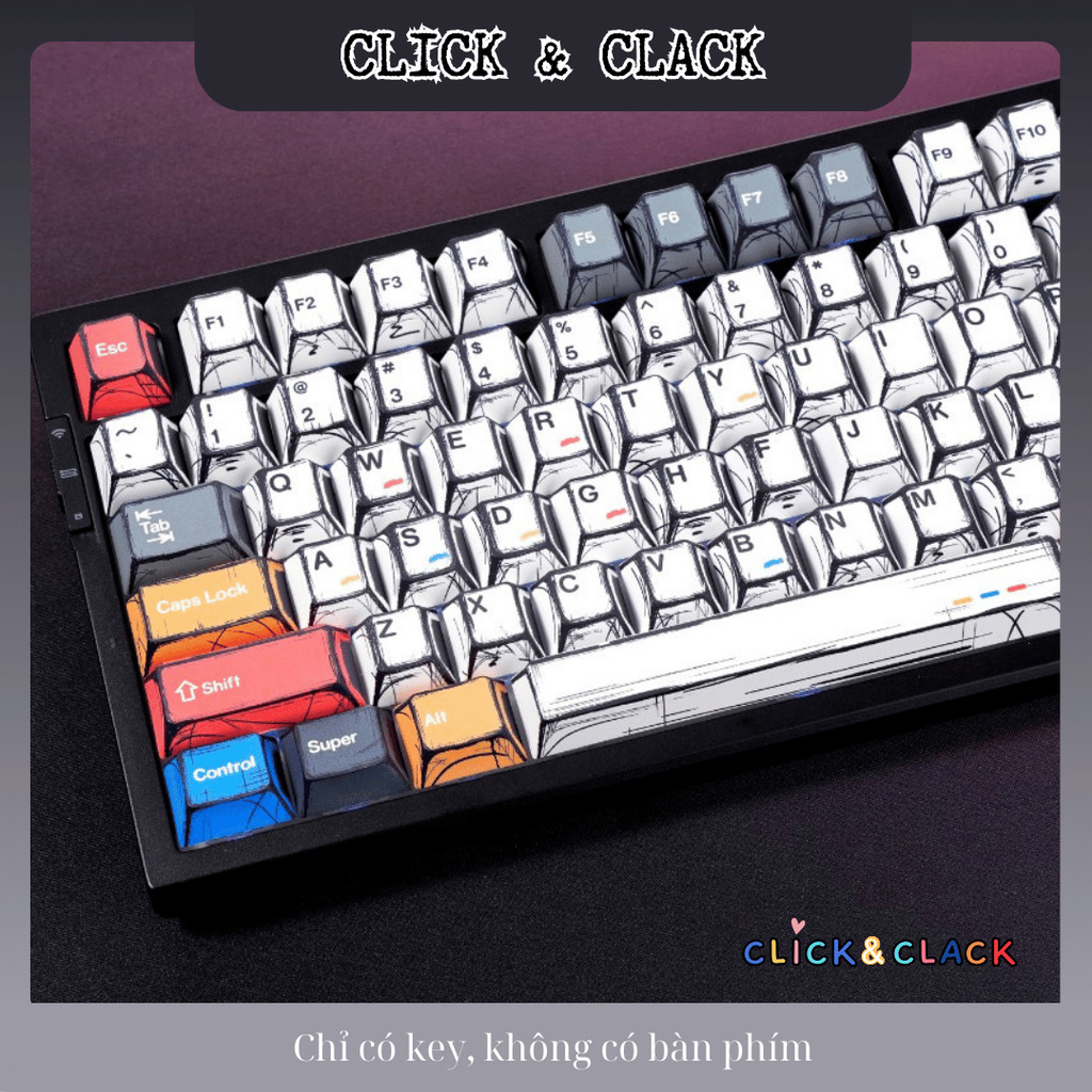 Keycap Comic Wind cherry profile 136 phím - BPT dyesub dùng trên nhiều ...