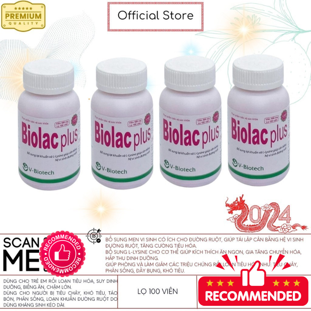 Men vi sinh Biolac plus lọ 100 viên, Bổ Sung Lợi Khuẩn, Tăng Cường Chức ...