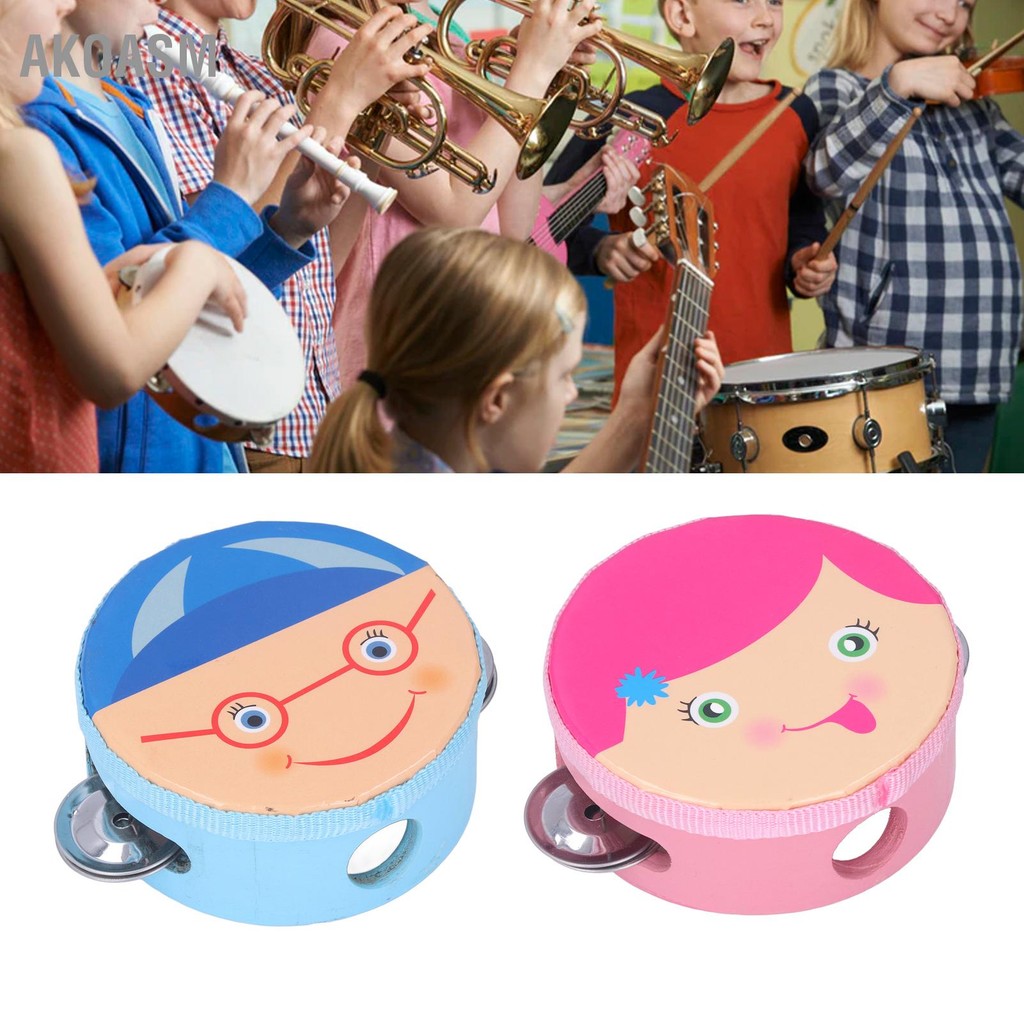 AKOASM Nhạc Cụ Gõ Đa Năng 4in Bộ Nhiều Màu Sắc Trống Giảng Dạy Với 3 Đôi Chuông Kim Loại ...