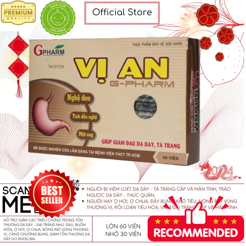 [CHÍNH HÃNG] Viên uống Vị An GPharm giúp giảm đau dạ dày, tá tràng (60 viên) (30 viên/60 viên ...