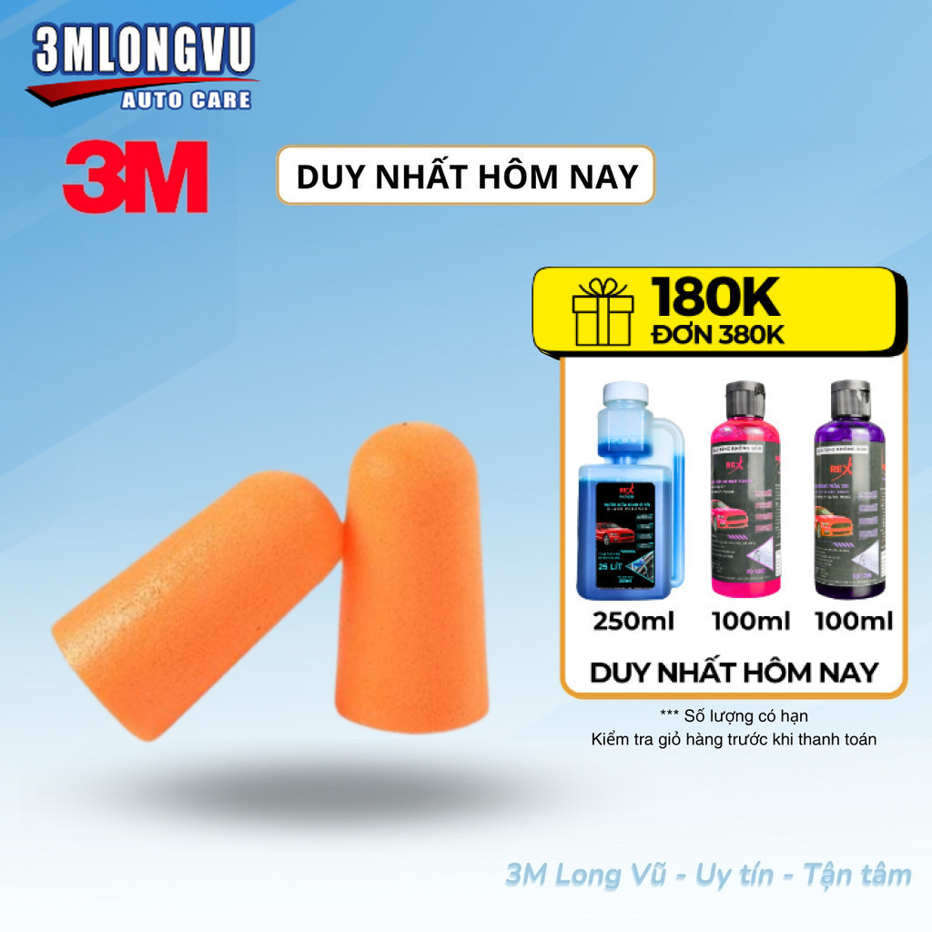 Nút bịt tai chống ồn 3M™ 1100 cấu tạo từ PU xốp,mềm mịn, đạt chỉ số NRR 29dB (1 cặp) siêu cách ...
