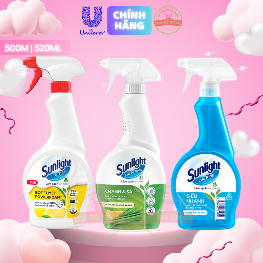 Nước Xịt Sunlight Lau Đa Năng Chanh Sả | Xịt Bếp Bọt Tuyết | Xịt Kính - Chai 500ML | 520ML ...