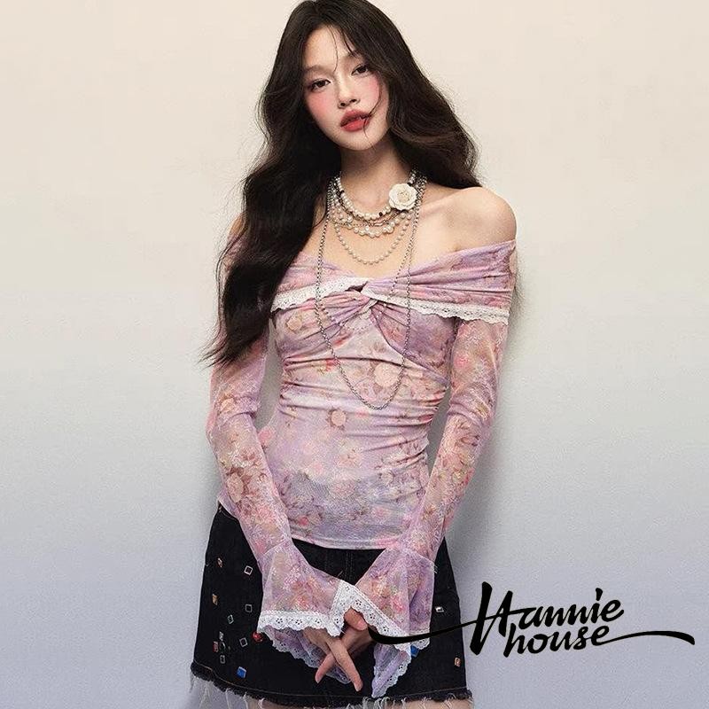 Hannie House- Áo thun dài tay in hoa cho nữ | Shopee Việt Nam