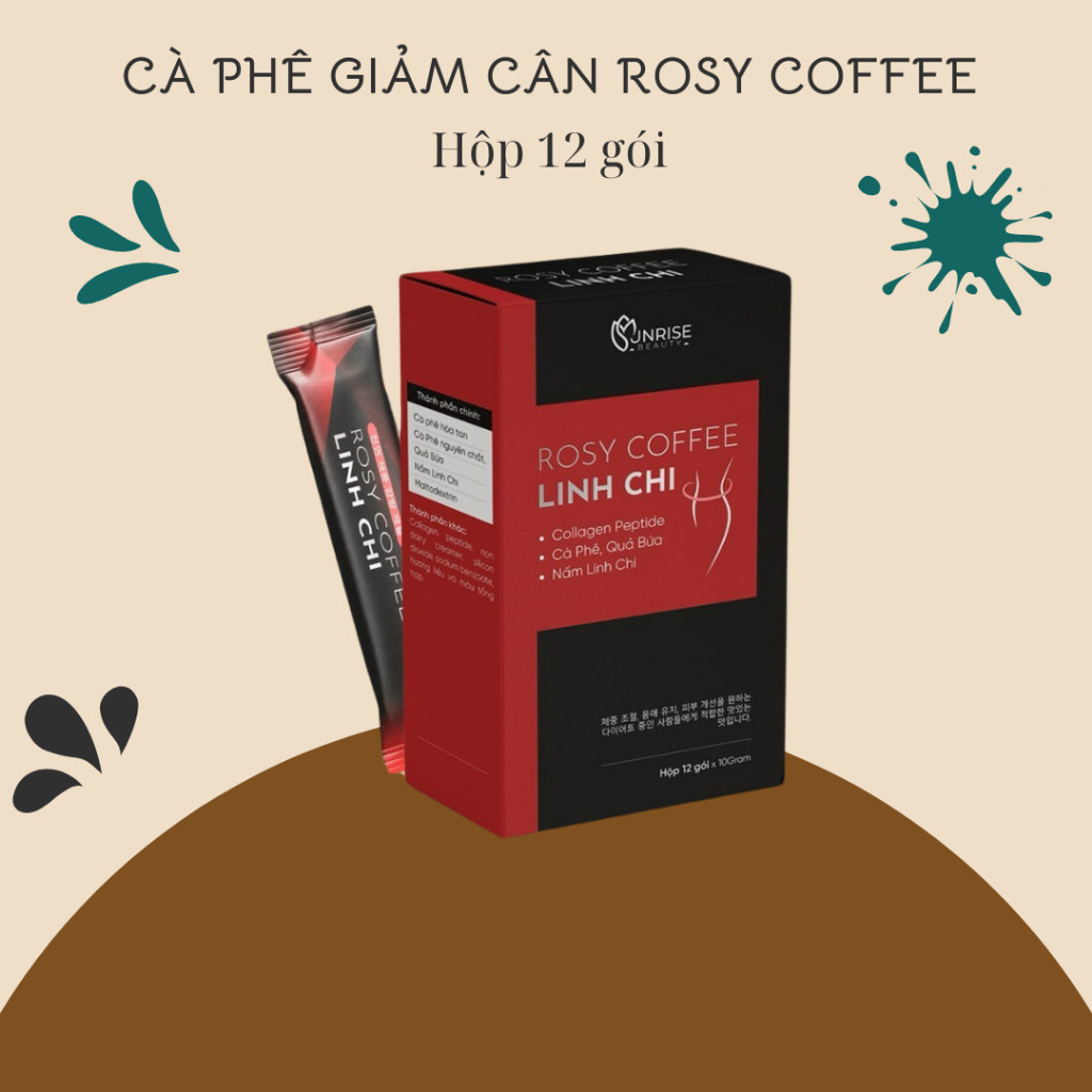 Cà Phê Giảm Cân Rosy coffee giảm cân cấp tốc, đào thải mỡ thừa an toàn hiệu quả Hộp 12 gói ...