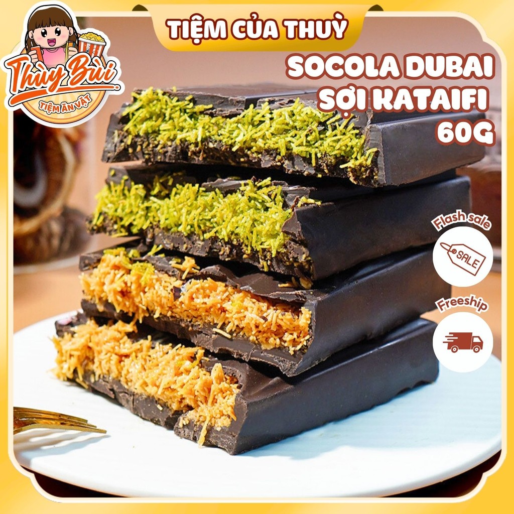 Socola Dubai Nhân Sợi Kataifi Hộp 60gr, Socola Dubai HN Vị Hạt Phỉ/Hạt ...