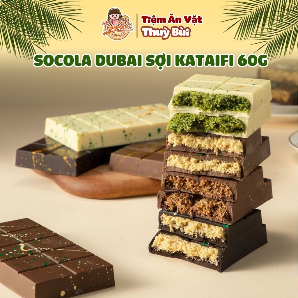 Socola DuBai Kataifi Matcha 40G Vị Hạt Phỉ/Hạt Dẻ TB Chocolate Dubai ...