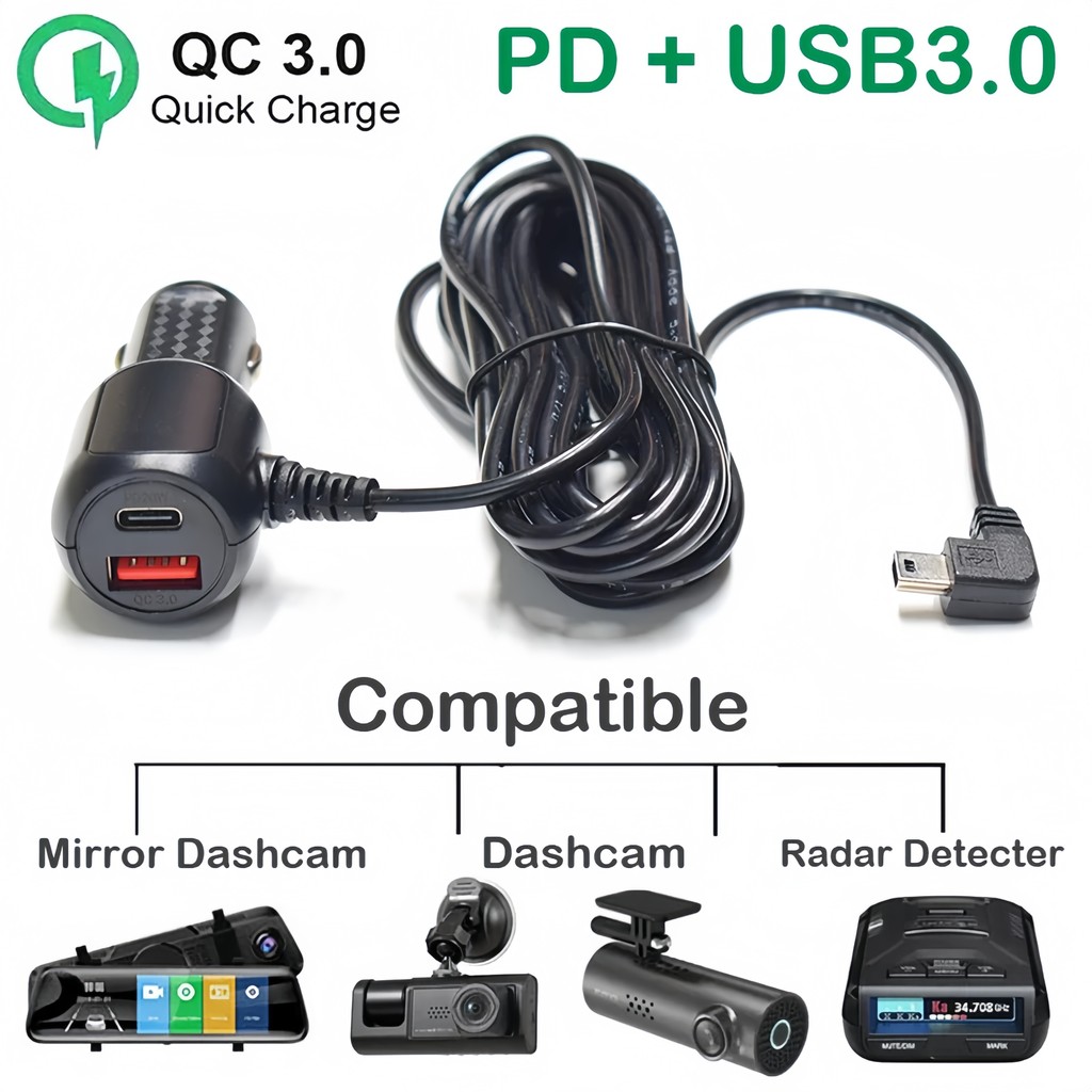 Bộ sạc xe hơi nhanh PD Type-C USB QC3.0 có cổng Micro / Mini / Type-C ...