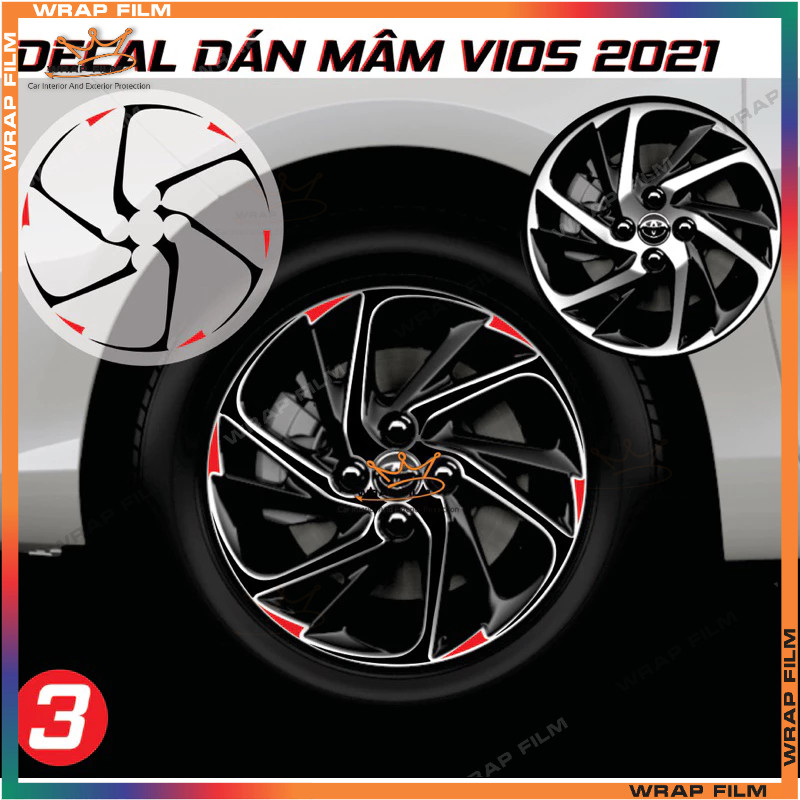 Decal dán mâm Toyota Vios 2021 2022 - Decal Tem dán lazang Toyota Vios ...