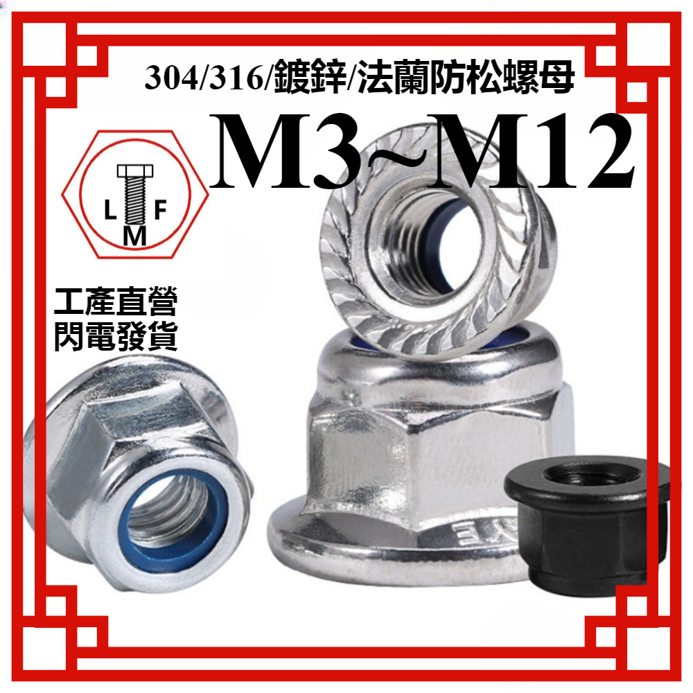 [Lmf] Đai ốc khóa Nylon mặt bích có miếng lót Đai ốc chống trượt lục giác bằng thép không gỉ mạ ...