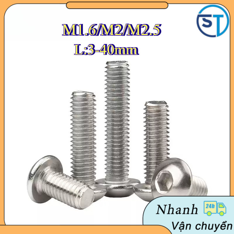 M1.6 / M2 / M2.5 Bulong inox 304 lục giác Đầu tròn/Bulong inox lục giác ...