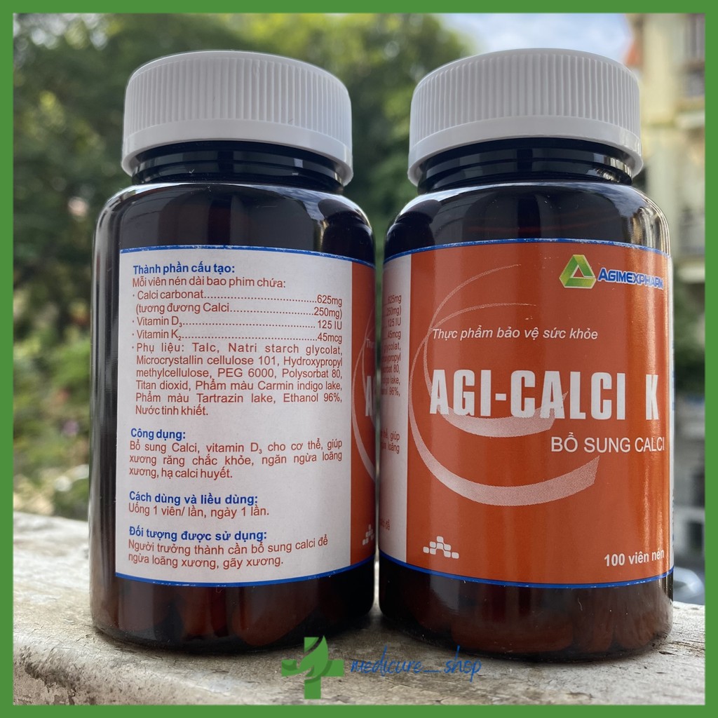 Viên uống AGI CALCI K bổ sung canxi, D3, K2 hỗ trợ xương chắc khỏe ...