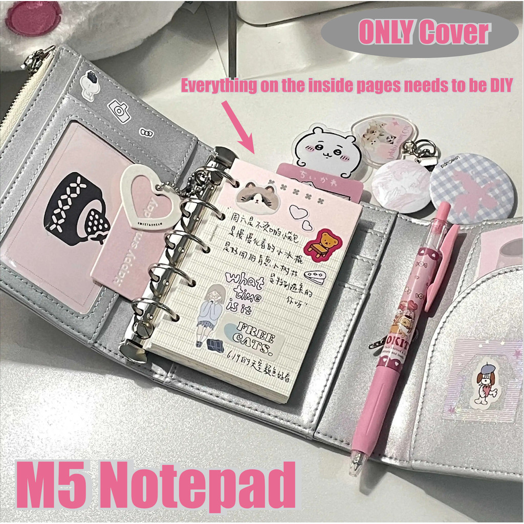 M5 Bạc Notebook Da Mềm Bé Gái Di Động Đựng Thẻ Học Sinh Chất Kết Dính ...