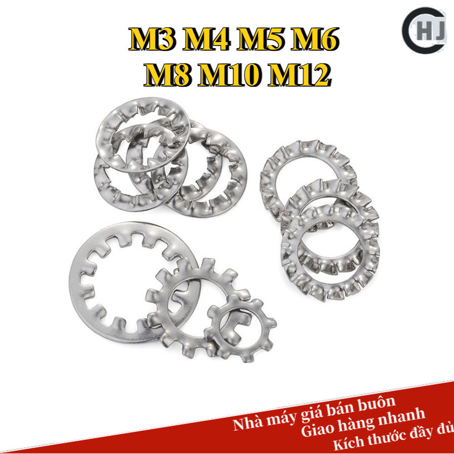 Miếng đệm chống trượt bằng thép không gỉ 304 Miếng đệm răng bên trong Vòng đệm chống mất M3 M4 ...