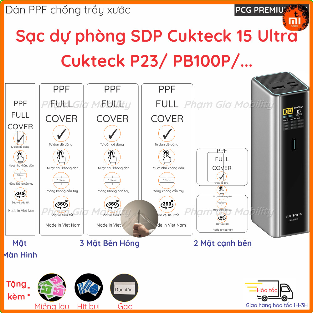 Dán PPF cho sạc dự phòng Cuktech 15 Ultra/ P23/ 10 Plus Mini PB150P PB060 PB100P trong, nhám ...