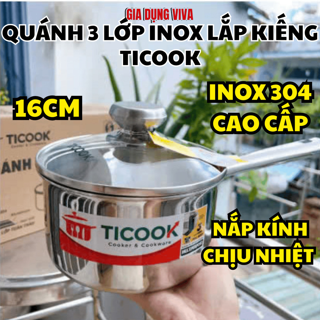 Nồi Inox 304 3 Lớp Tithafac 16cm – Nắp Kính Chịu Nhiệt, Tay Cầm Dài ...