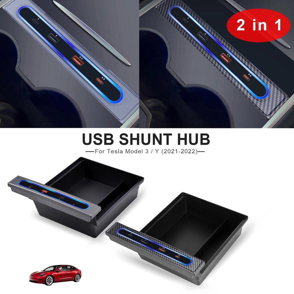 Dành cho trạm sạc nhanh Tesla Model 3 y 21-22 27W 3 y USB LED Shunt Hub ...