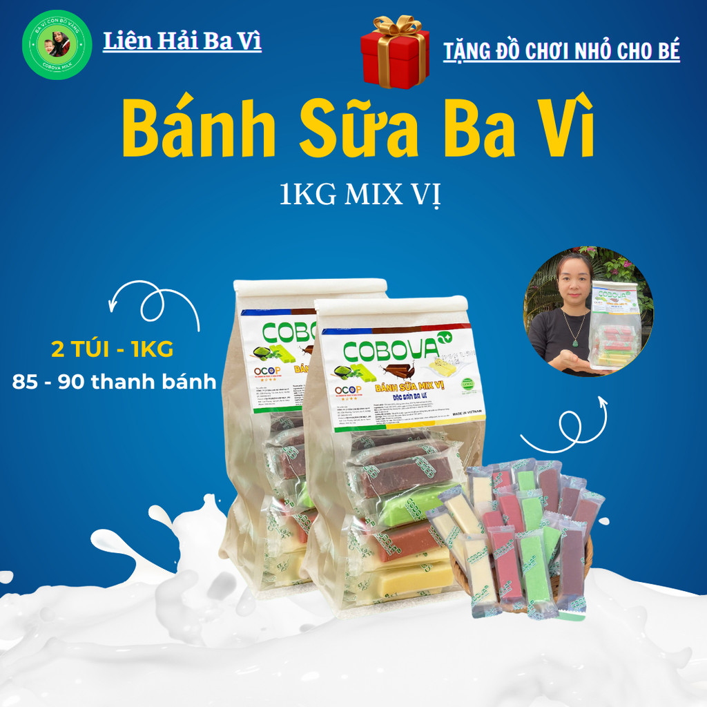 1Kg Bánh Sữa Ba Vì Mic Nhiều Vị 2 Túi Khoảng 85 - 90 Thanh Bánh Sữa ...