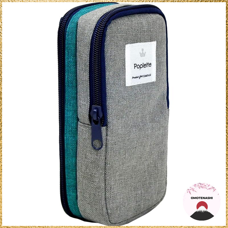 Nikken Stationery Pen Case Poplette Vertical and Horizontal Blue × Gray ...