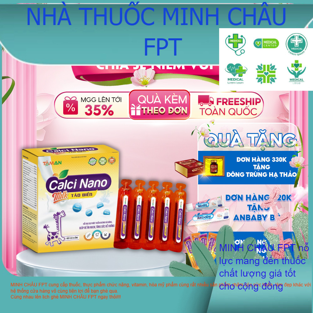 Siro uống Calci Nano Milk giúp bổ sung canxi đề kháng phát triển xương, răng cho bé Hộp 20 ống ...
