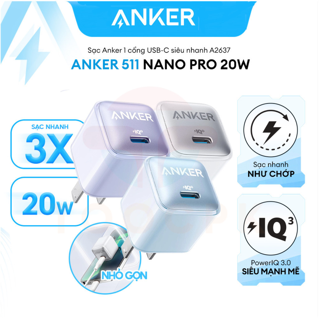 Combo - Cốc sạc ANKER PowerPort III A2633 Nano / (PD & QC 3.0) - A2633 ...