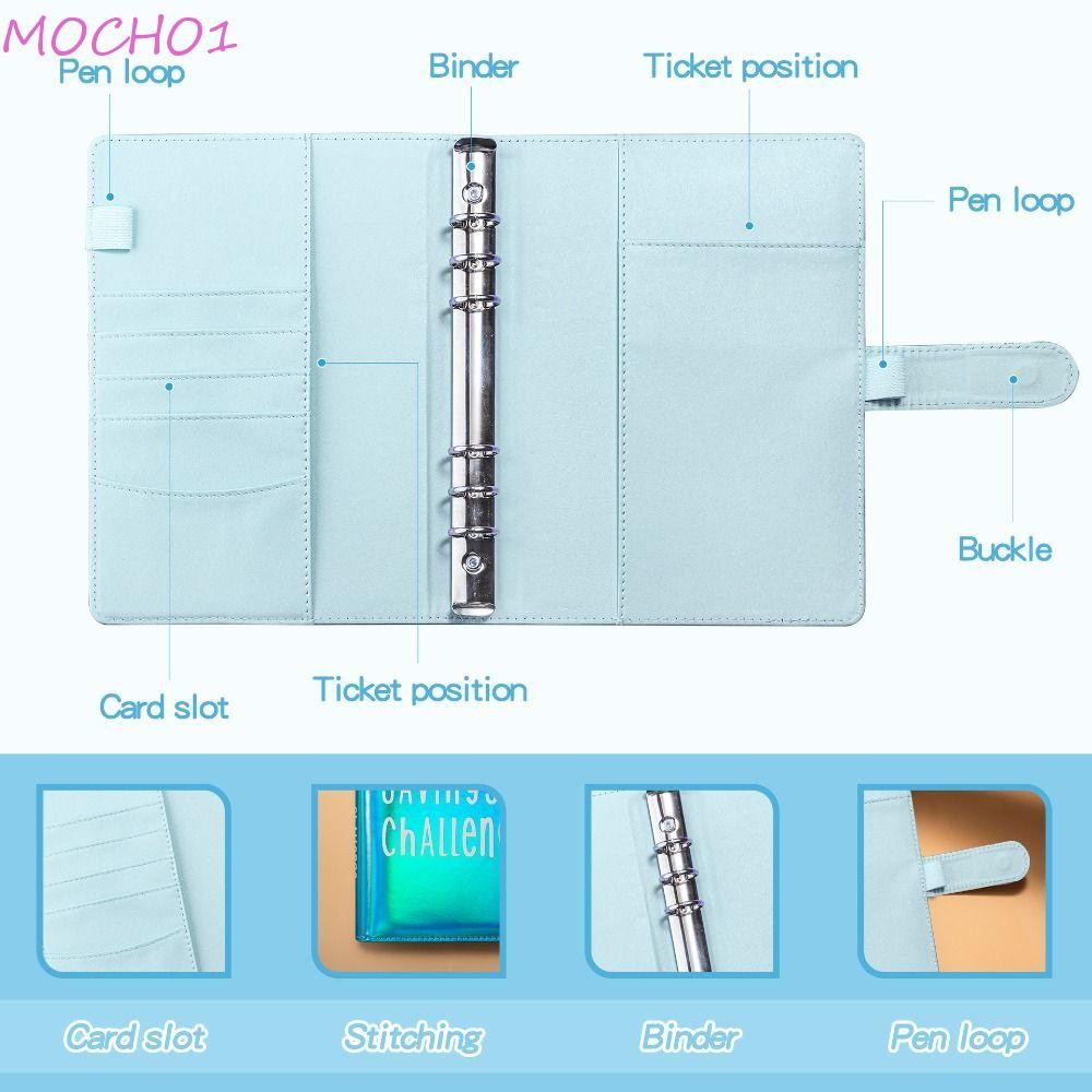Mocho1 100Envelopes Thử thách Notebook, Da PU A5 Size Thử thách Chất ...