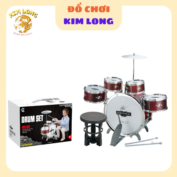 Bộ Trống Jazz Drum 5 cái trống màu đỏ và ghế ngồi 9008 / đồ chơi âm ...