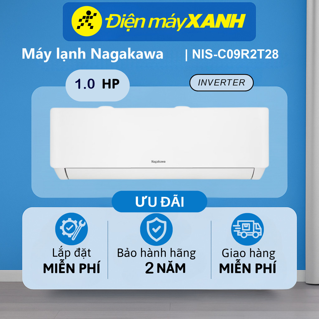 (0đ Giao Lắp HN-HCM-ĐN-BD) Máy lạnh Nagakawa 1 HP NIS-C09R2T28 - Ưu đãi lắp đặt tới 1300K ...