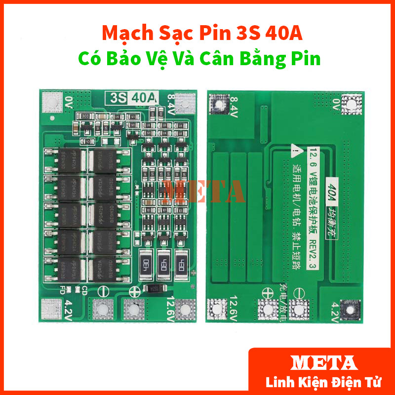 Mạch Sạc Pin 3S 12V-40A Sạc cân bằng và bảo vệ pin 18650 / Li-ion 3.7v ...