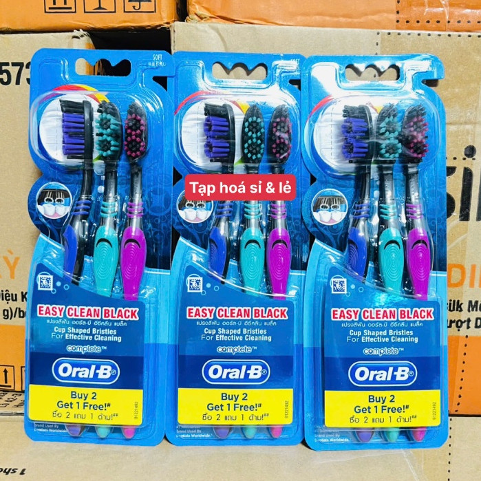 Bàn chải đánh răng Oral B easy clean black tổng 1 vỉ 3 cây | Shopee ...