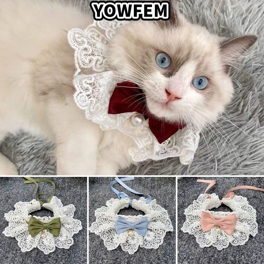 YOWFEM Vật nuôi ren khăn Bow vòng cổ cổ áo Mèo và chó phụ kiện | Shopee ...