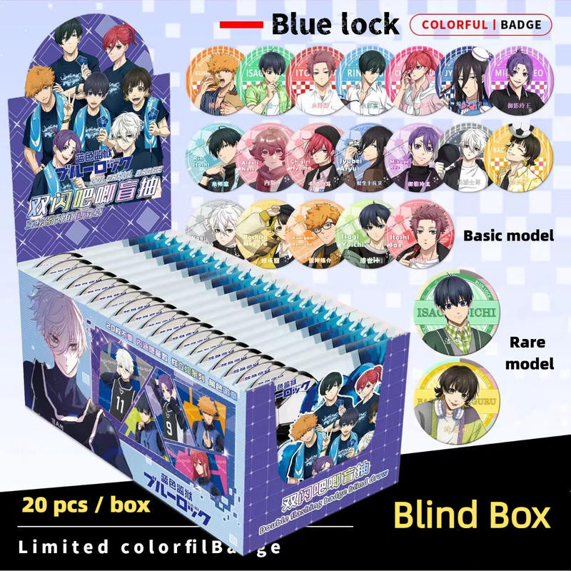 Blue Lock Blind Box 75mm Laser PET Flash Huy hiệu Chân 20 gói | Shopee ...