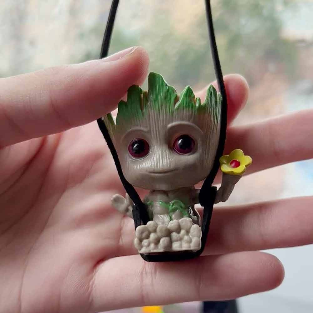 Little Tree Man Groot holds Flower Tree Man Swinging Swing Car Pendant ...