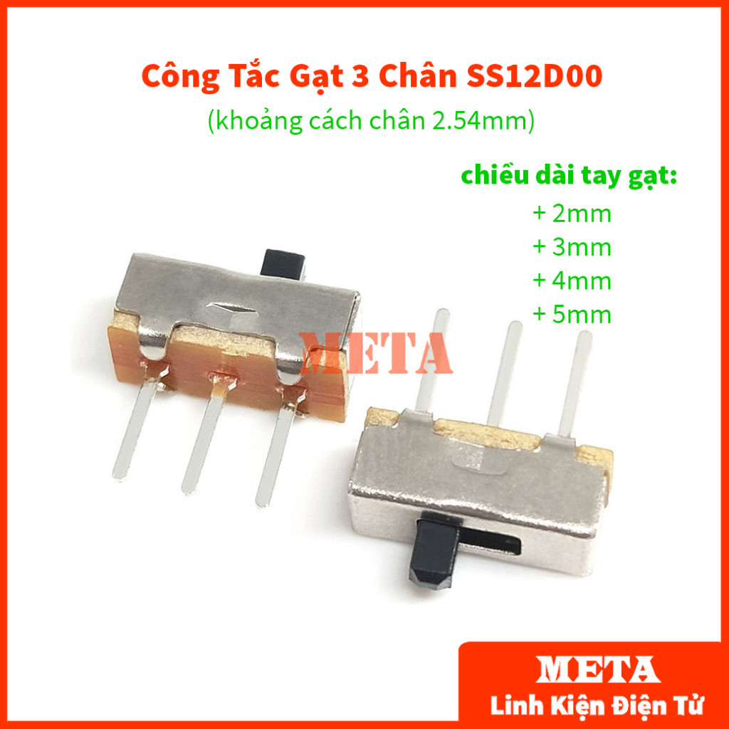 [TÚI 5 CÁI] Cái Công Tắc Gạt 3 chân SS12D00, khoảng cách chân 2.54mm, chiều cao tay gạt 2mm 3mm ...