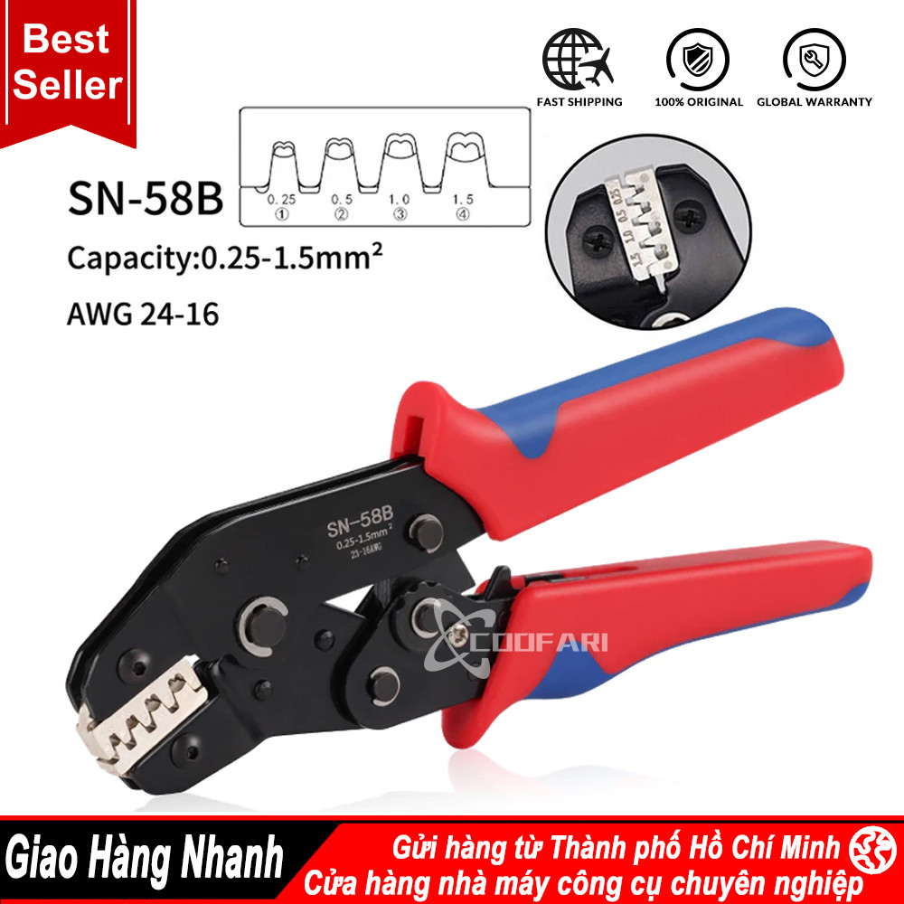 Kìm bấm đầu cos SN-58B - bấm cos 2.8 4.8 6.3 - Dùng cho dây từ 1.5mm2 trở xuống | Shopee Việt Nam